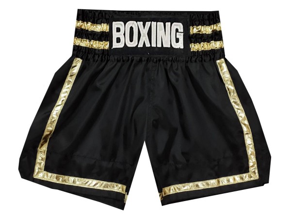 Pantalon de boxeo personalizado : KNBSH-032-Negro-Oro | Boxeothai.com